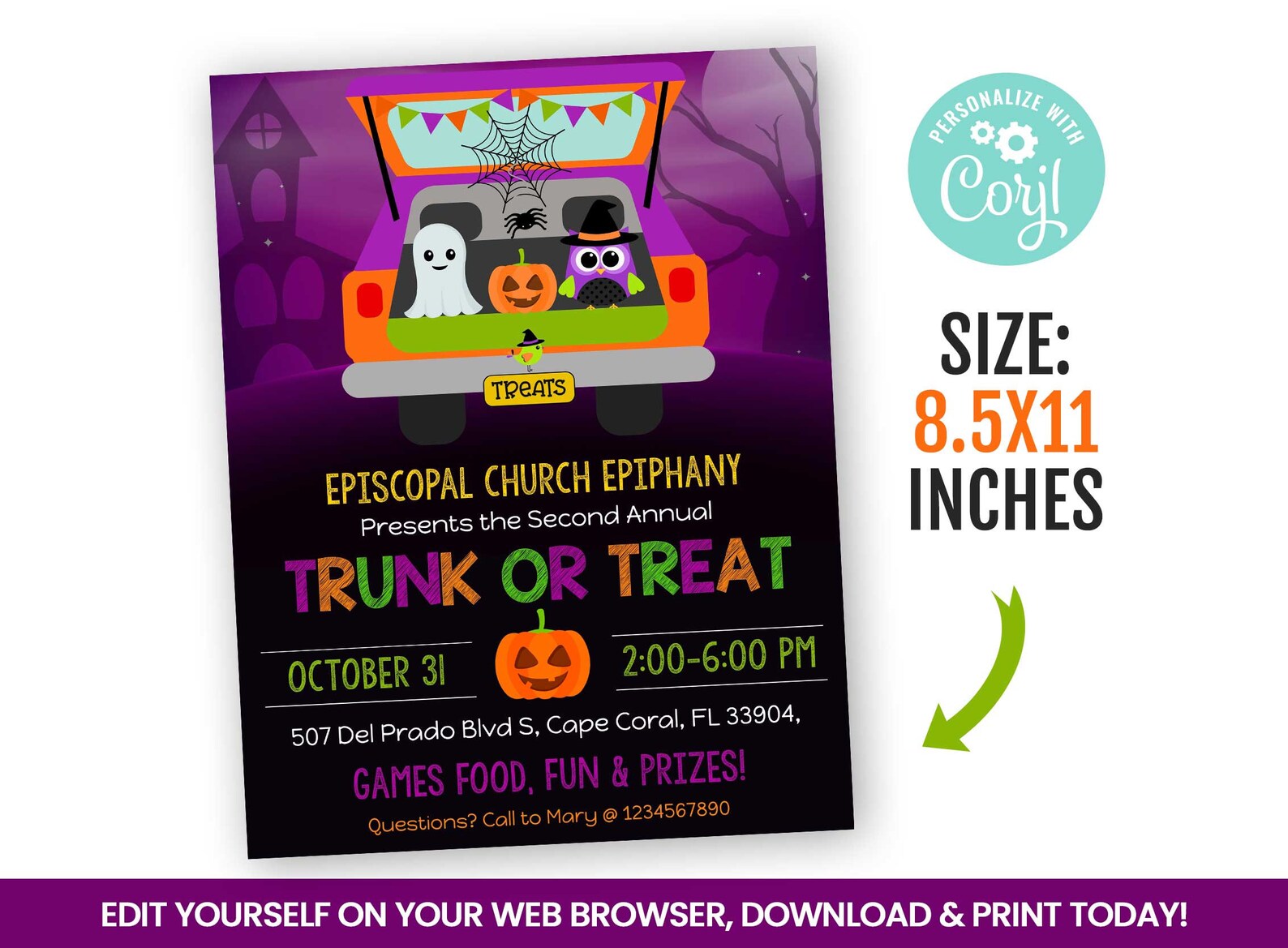 EDITABLE Trunk or Treat Flyer Template Community Halloween - Etsy