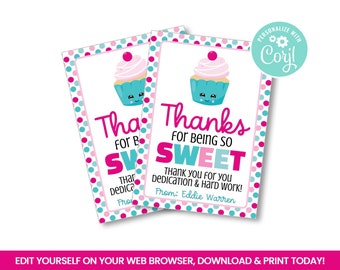 EDITABLE Teacher Appreciation Gift Tag Boss Worker Staff - Etsy