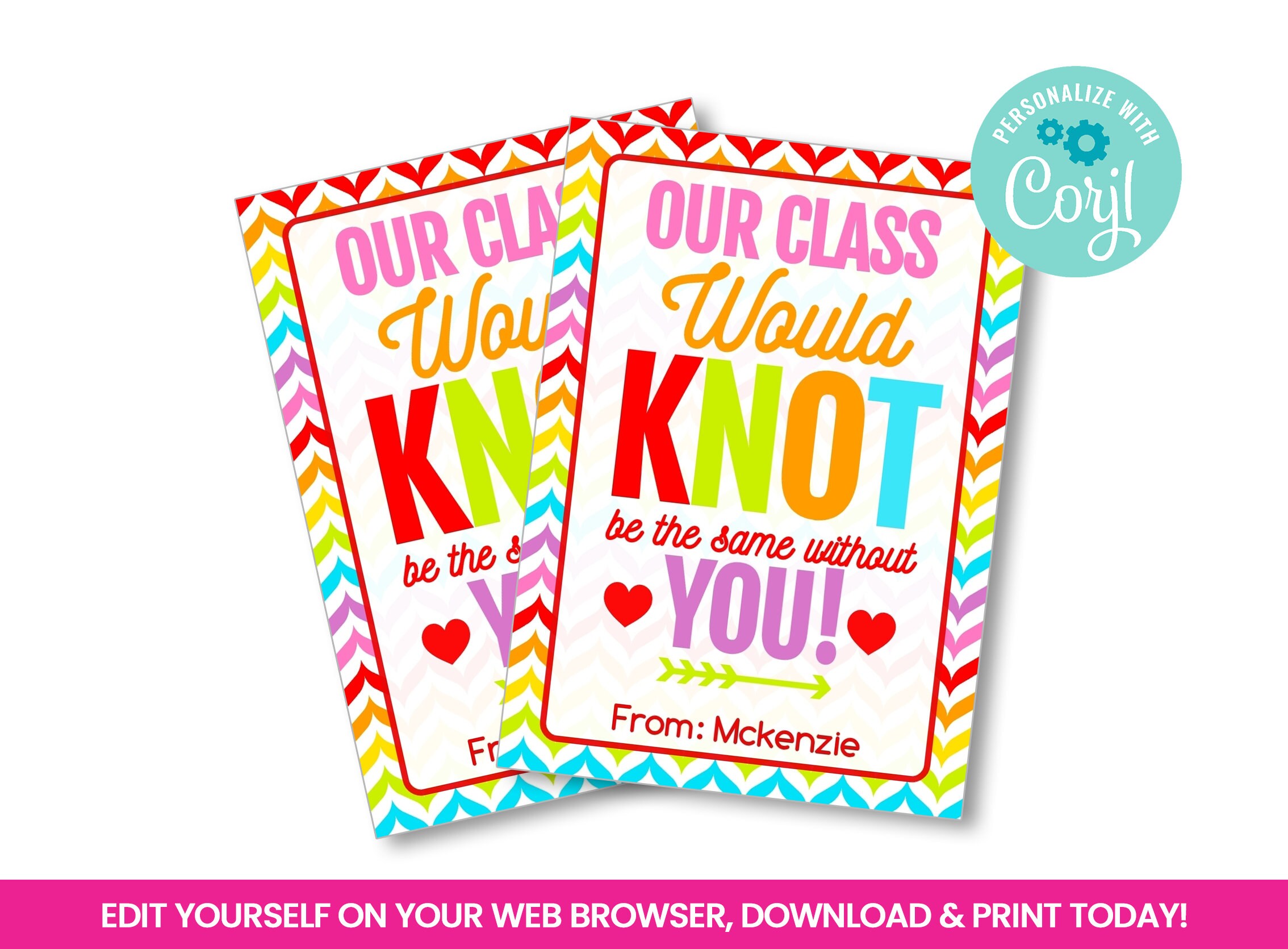 EDITABLE Knot Be the Same Rectangle Tag Pretzels Treat Tags - Etsy