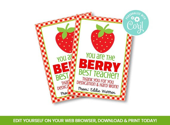 EDITABLE Teacher Appreciation Gift Tag, Boss Worker Staff Corporate ...