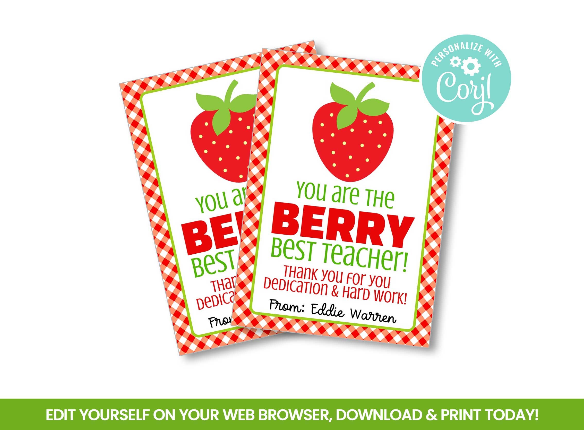 EDITABLE Teacher Appreciation Gift Tag Boss Worker Staff | Etsy