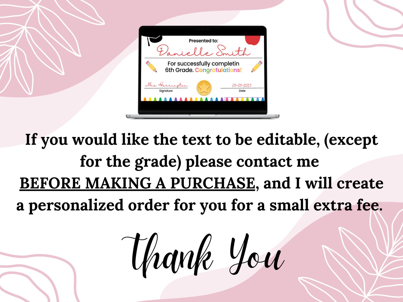 Printable 5th Grade Graduation Diploma, End of School Certificate, PDF ...