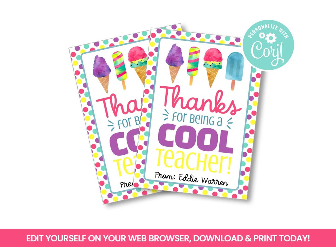 EDITABLE Cool Teacher Appreciation Gift Tag, Boss Worker Staff ...