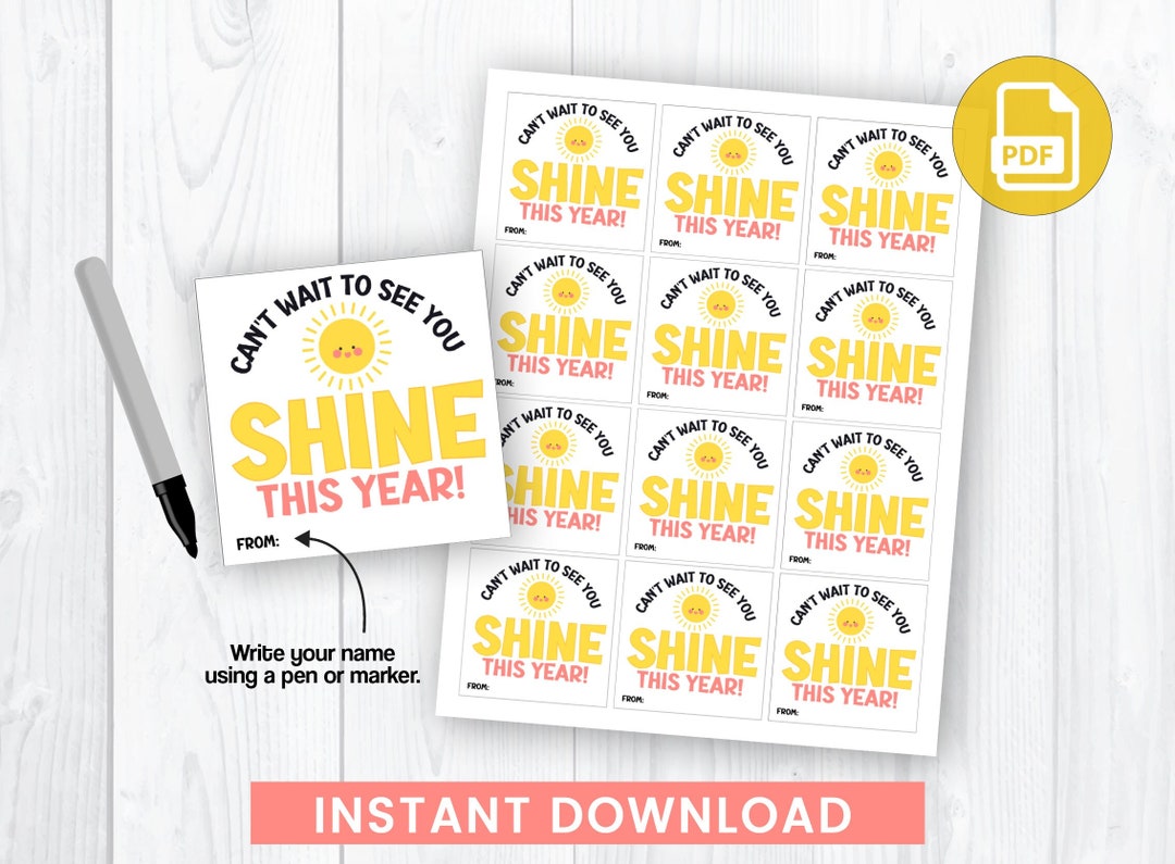 Back to School Gift Tags Sun Shine Themed Design Kids' Printable PDF ...