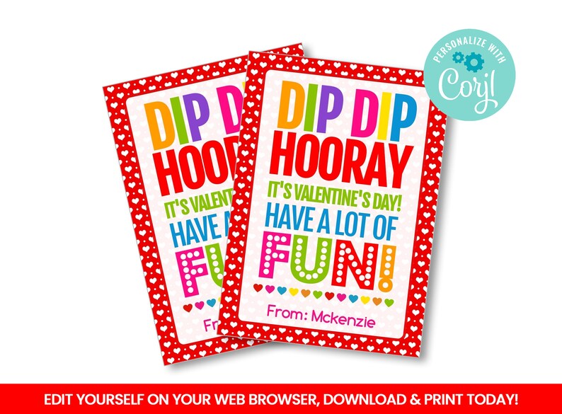 EDITABLE Dip Dip Hooray Rectangle Tags Fun Treat Tags Ideas | Etsy