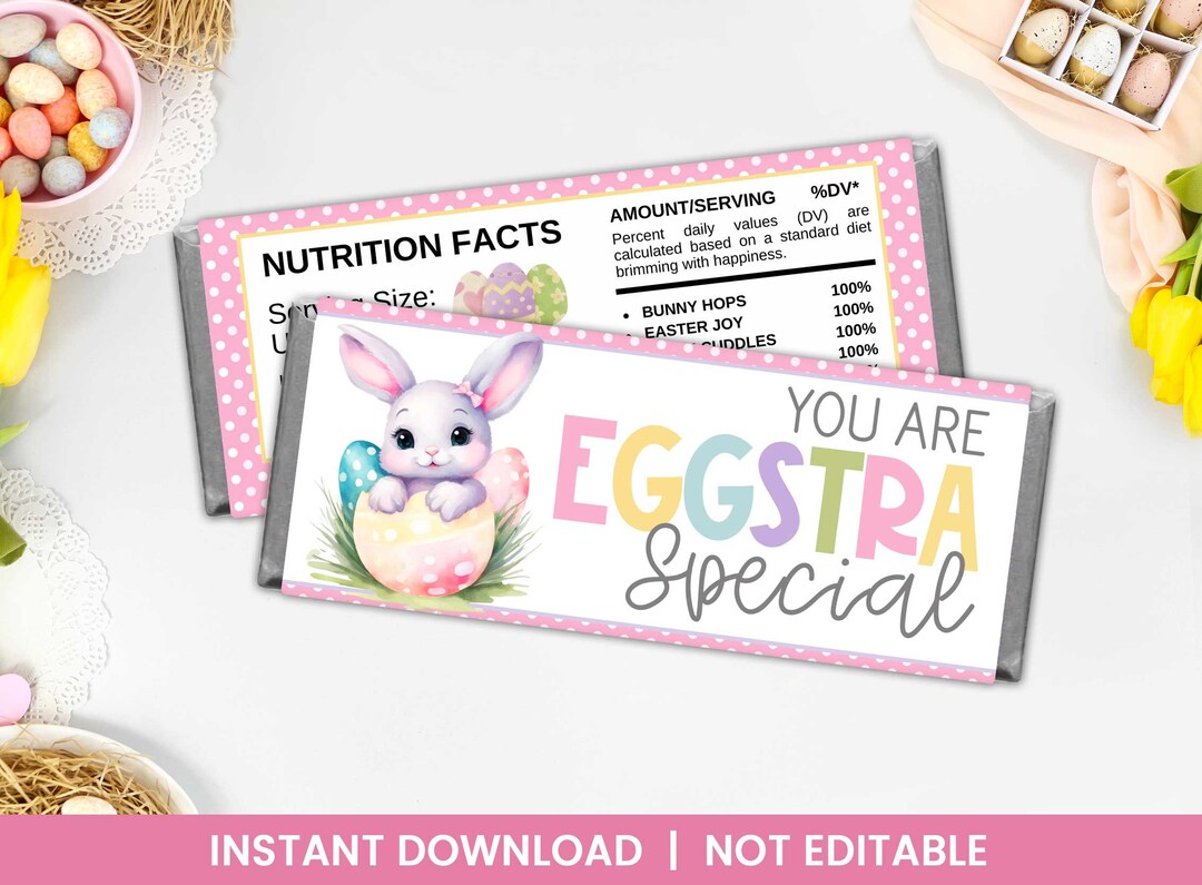 Easter Bunny Chocolate Bar Wrappers - Printable Candy Wrapper Designs ...