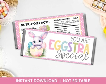 Easter Bunny Chocolate Wrapper Template, Editable Candy Bar Label ...