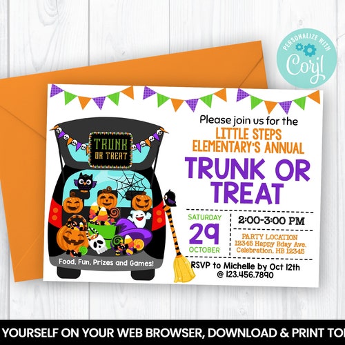 EDITABLE Halloween Trunk or Treat Flyer Template 8.5x11 - Etsy