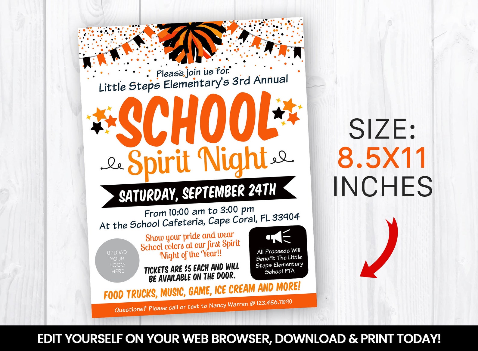 EDITABLE School Spirit Party Flyer Template Sports Charity - Etsy