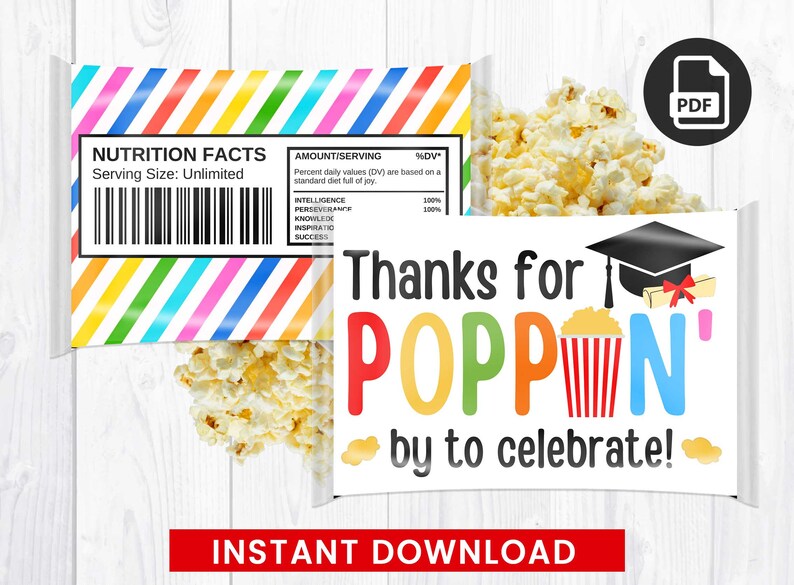 Graduation Microwave Popcorn Wrapper Design Colorful Stripes - Etsy