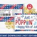 Patriotic Printable Gift Tags, Happy Fourth of July Square Tag Design ...