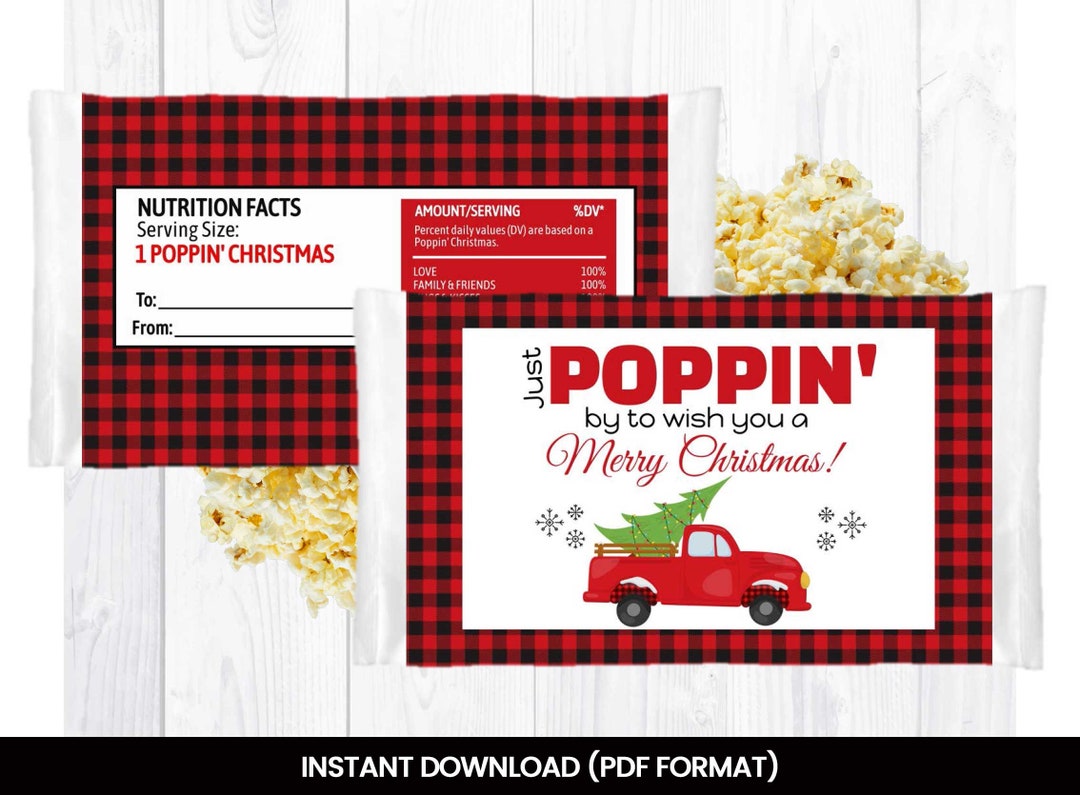 Merry Christmas Microwave Popcorn Wrapper, Christmas Truck School ...