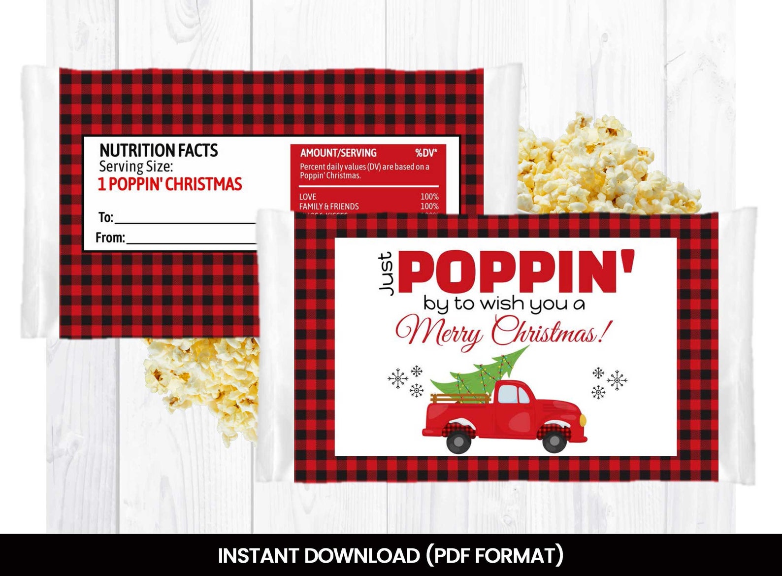 Merry Christmas Microwave Popcorn Wrapper Christmas Truck - Etsy