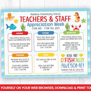 EDITABLE Under the Sea Teacher & Staff Appreciation Flyer, Ocean ...