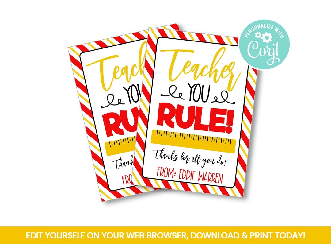 EDITABLE Teacher Appreciation Gift Tag, Boss Worker Staff Corporate ...