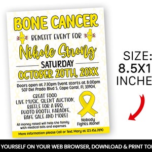 EDITABLE Bone Cancer Fundraiser Event Flyer, Cancer Benefit, Awareness ...