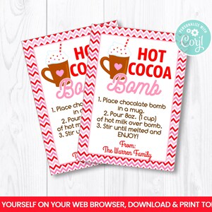 EDITABLE Hot Cocoa Bomb Gift Tags Chocolate Bomb - Etsy