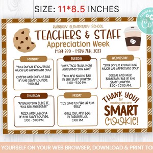 EDITABLE Coffee & Cookies Teacher Staff Appreciation Flyer, Itinerary ...