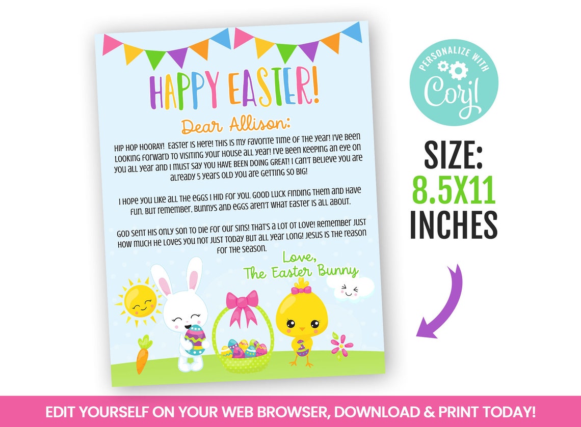 EDITABLE Easter Bunny Letter to Kids Happy Easter Games and - Etsy