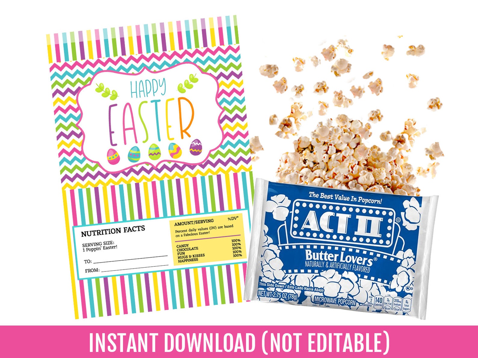 Happy Easter Microwave Popcorn Wrapper Easter Egg Hunt - Etsy