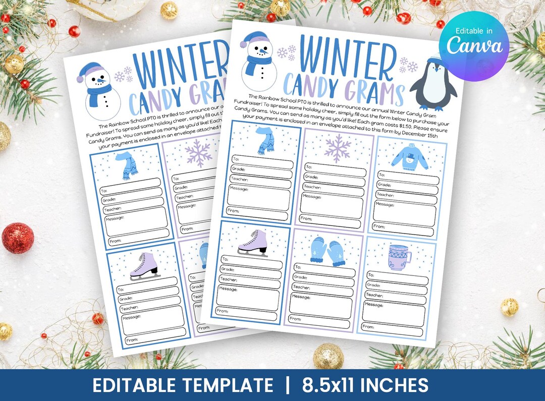 Editable Christmas Candy Grams Flyer Holiday Fundraiser Template - Etsy