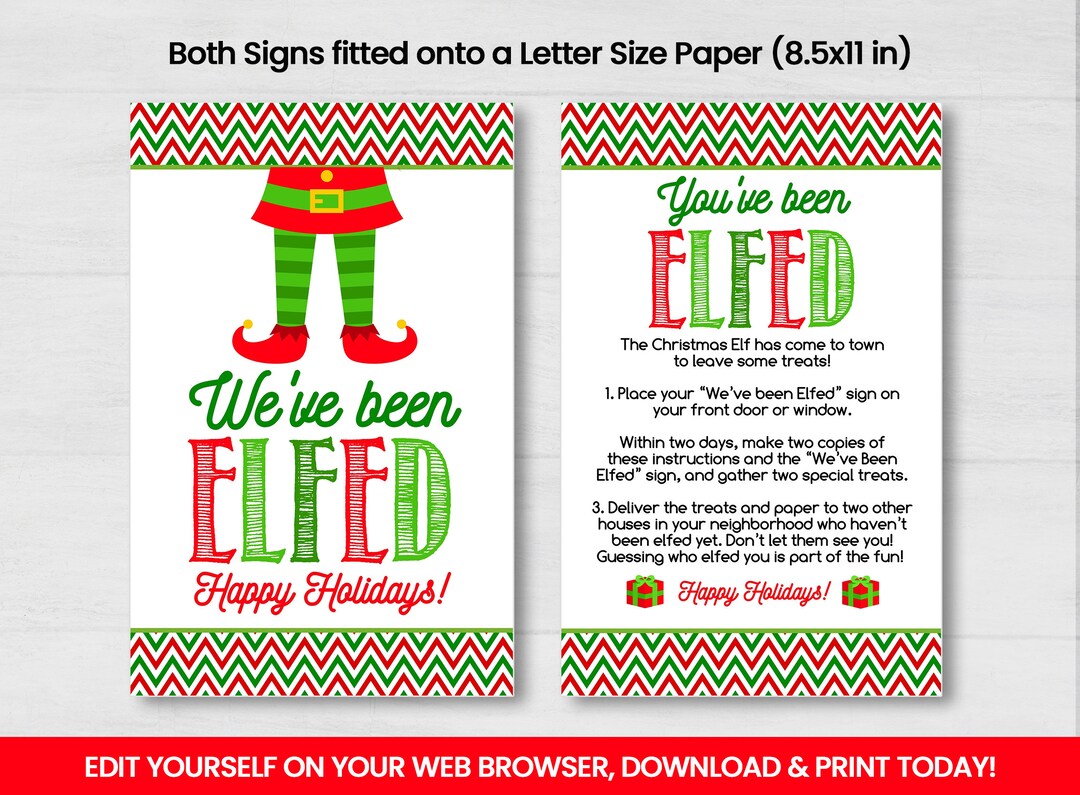 EDITABLE We've Been Elfed Sign You've Been Elfed - Etsy