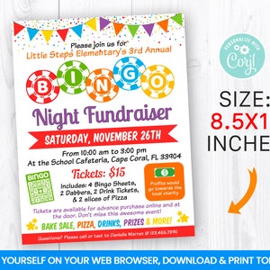 EDITABLE Bingo Night Fundraiser Flyer Template, Charity Non Profit ...