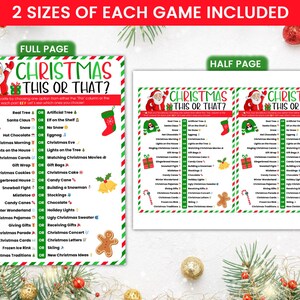 Christmas This or That Fun Printable Holiday Game for All Ages INSTANT ...