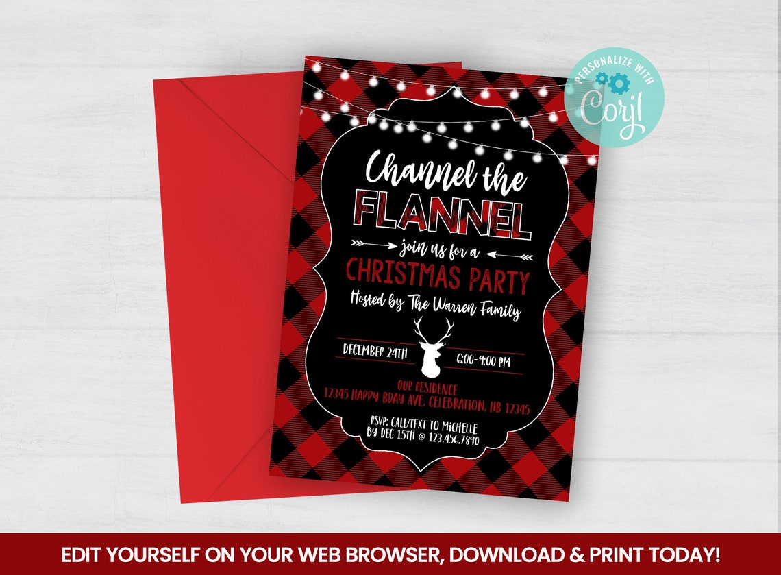 Editable Channel the Flannel Invitation Plaid Lumberjack Self - Etsy