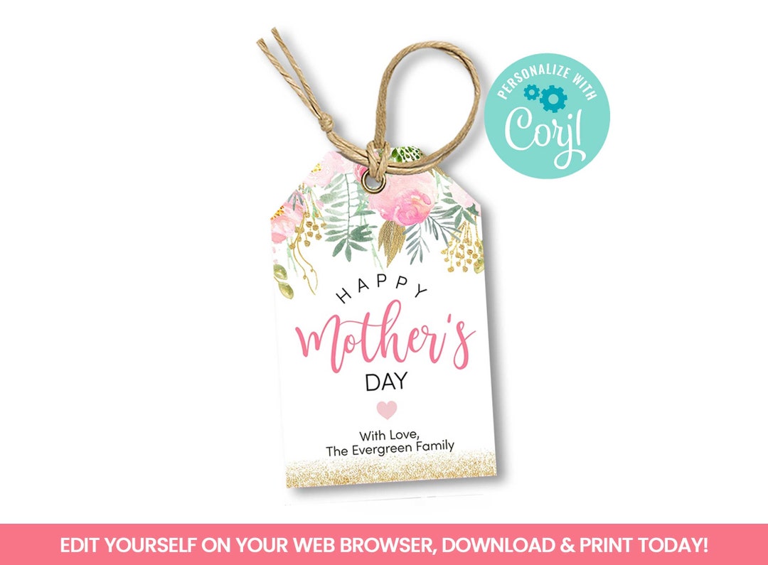 EDITABLE Mother's Day Gift Tags Watercolor Floral Treat - Etsy