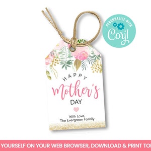EDITABLE Mother's Day Gift Tags Watercolor Floral Treat - Etsy