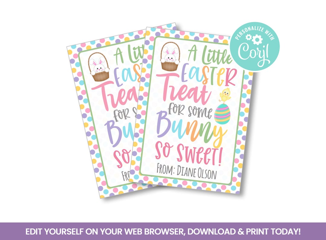 EDITABLE Easter Bunny Printable Gift Tags, Egg Hunt Treat Tags Ideas ...