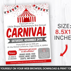 EDITABLE Carnival Fair Event Flyer Template, Charity Non Profit Event ...