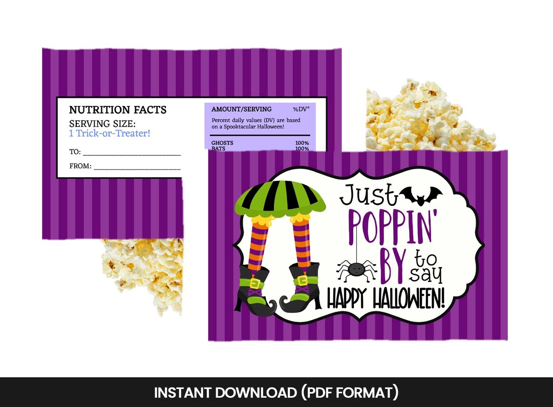 Happy Halloween Microwave Popcorn Wrapper, Witch Legs, School Exchange ...