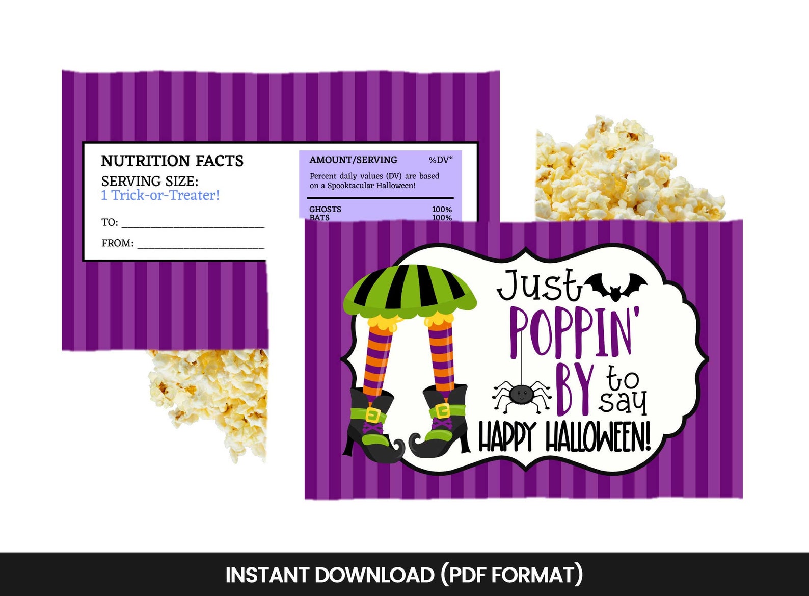 Happy Halloween Microwave Popcorn Wrapper Witch Legs School - Etsy