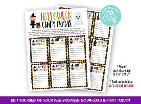 EDITABLE Halloween Candy Grams Flyer, School Pto Pta, Church Fundraiser ...