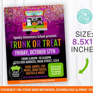 EDITABLE Halloween Trunk or Treat Flyer Template,community Event, Kids ...