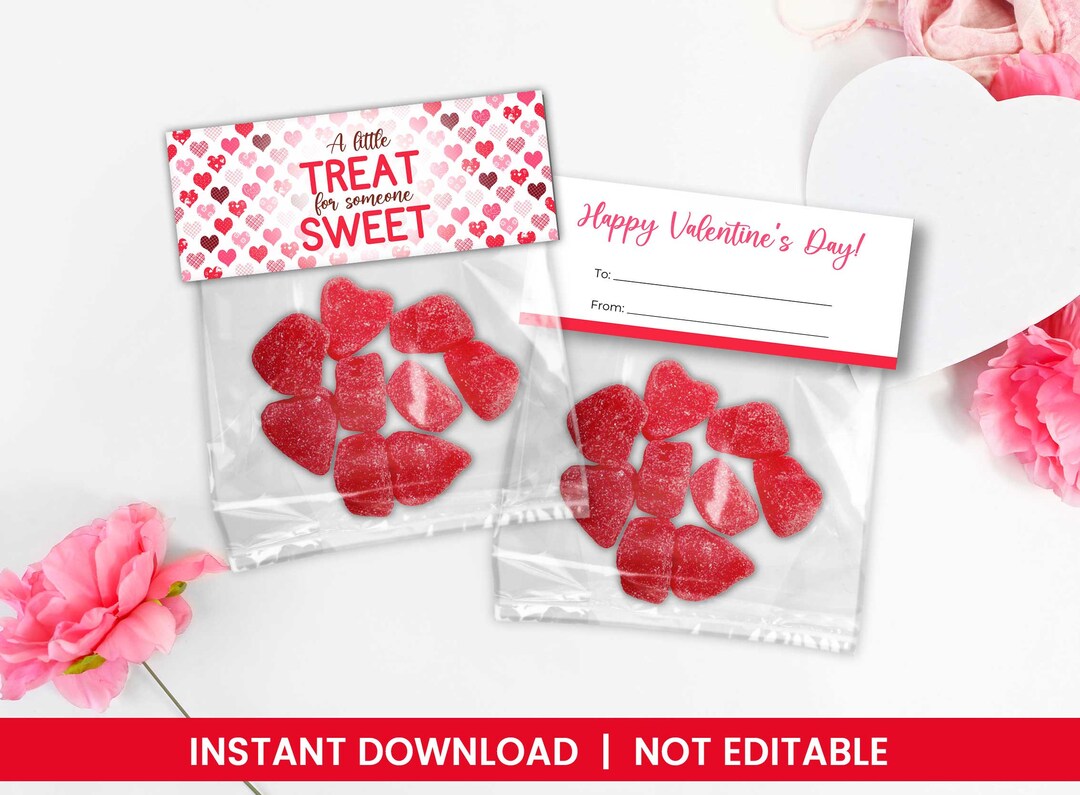 Printable Valentine's Day Treat Bag Topper Hearts Design Goodies Bag ...
