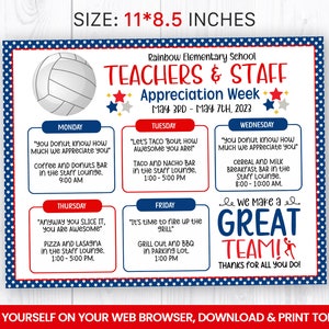 EDITABLE Volleyball Teacher Staff Appreciation Flyer, Sports Itinerary ...