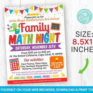 EDITABLE Family Math Night Fundraiser Flyer Template, Charity Non ...