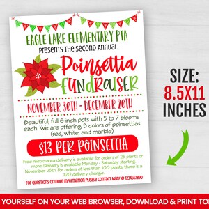 EDITABLE Christmas Poinsettia Sale Flyer Template, Charity Non Profit ...