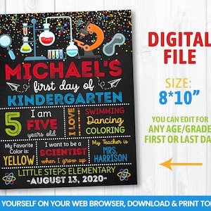 EDITABLE Scientist 1st Day of School Chalkboard Sign, Science ...