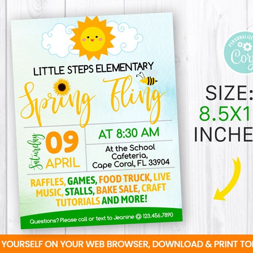 EDITABLE Spring Festival Fundraiser Event Flyer Sun Flowers - Etsy