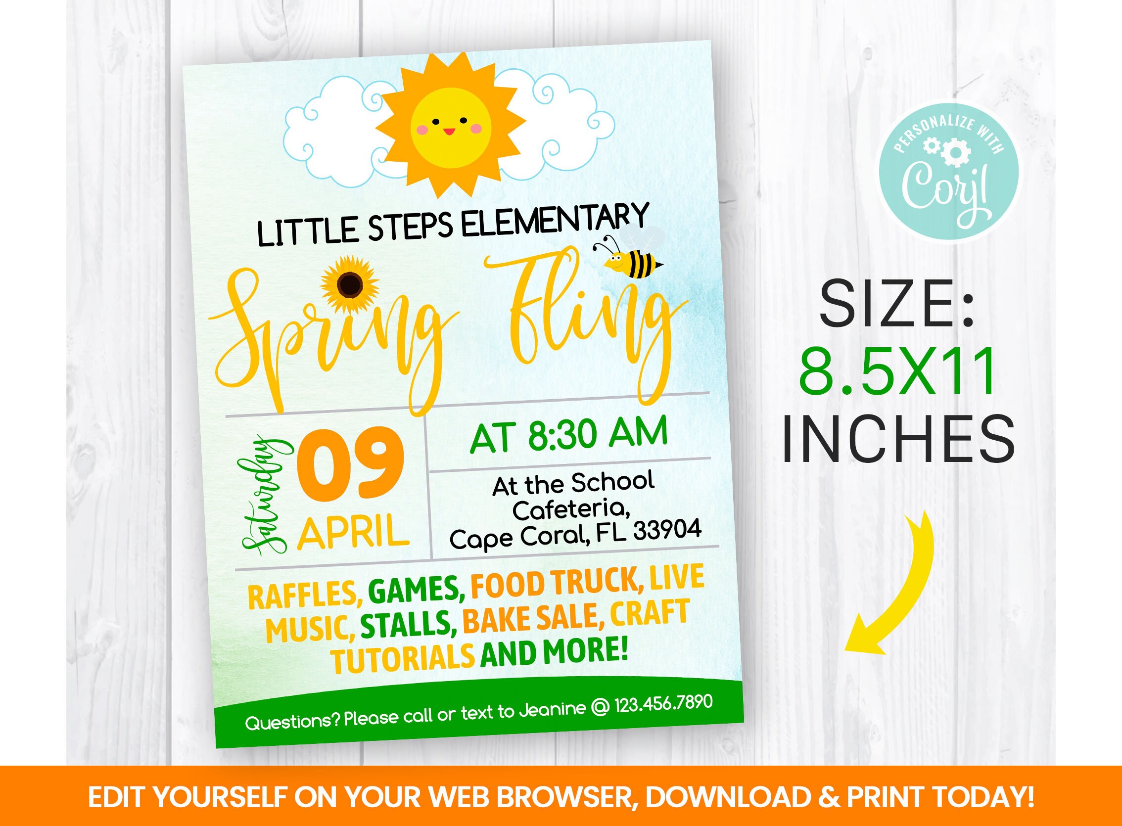 EDITABLE Spring Festival Fundraiser Event Flyer Sun - Etsy
