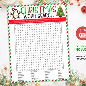 Christmas Word Search – Fun Printable Holiday Game for All Ages INSTANT ...