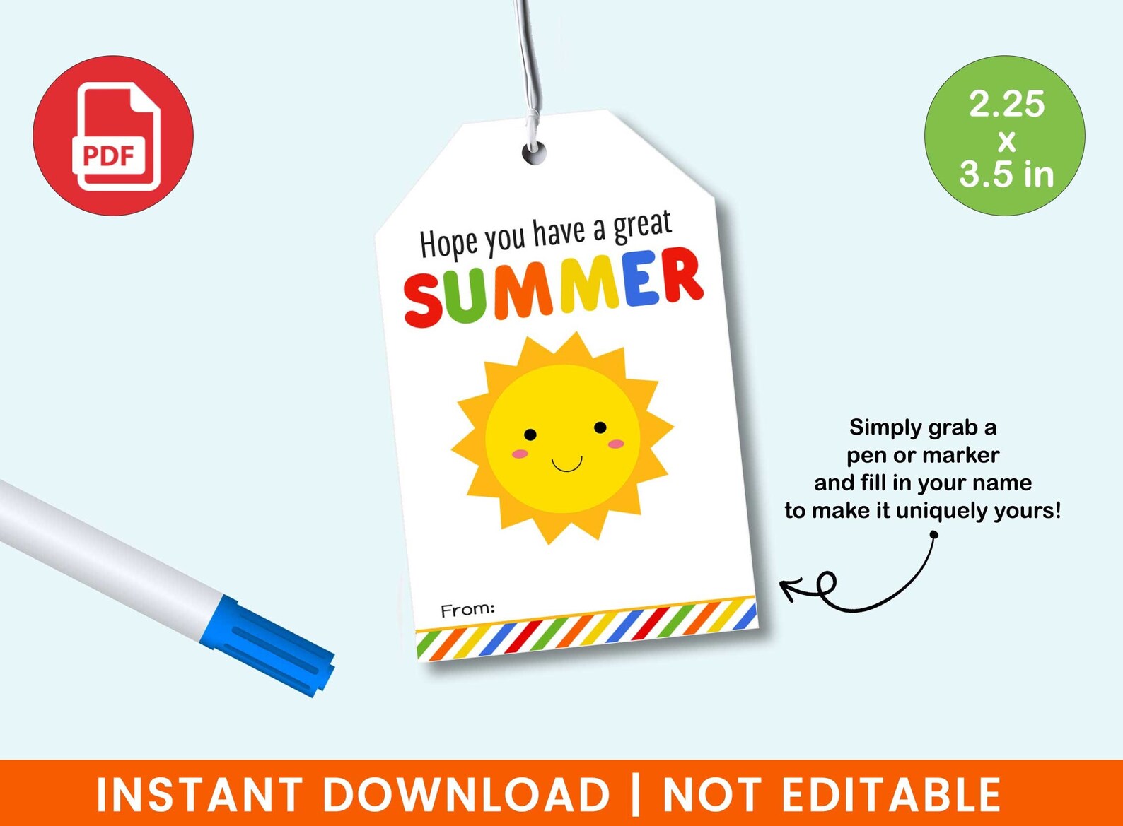 Have a Great Summer Printable Gift Tags Summer Break Gift - Etsy