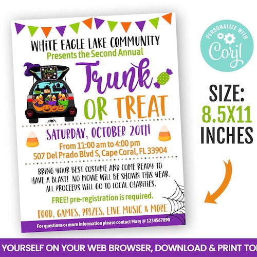 EDITABLE Trunk or Treat Flyer/invitation Printable Halloween - Etsy