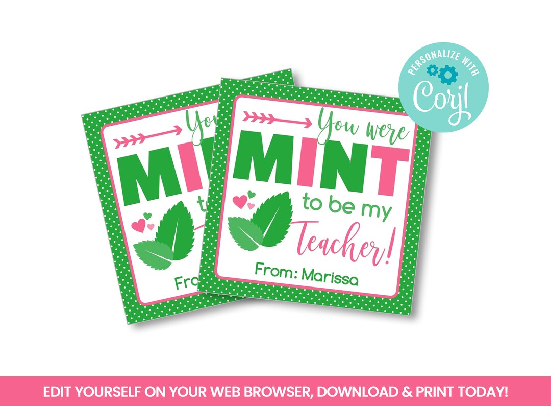 EDITABLE Mint Square Tags, Teacher Treat Tags Ideas, Classroom ...