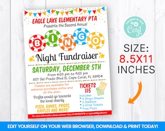Editable and Printable Bingo Night Event Invitation Flyer - Etsy
