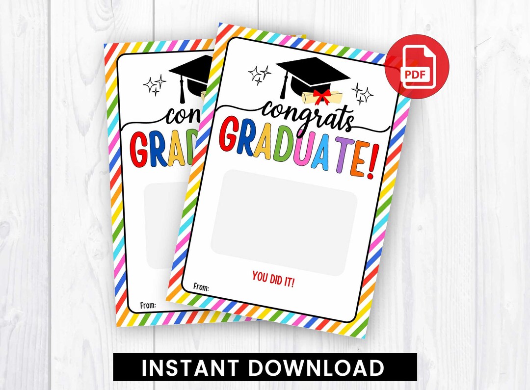Congrats Grad Appreciation Gift Card Holder, Graduation PDF Instant ...